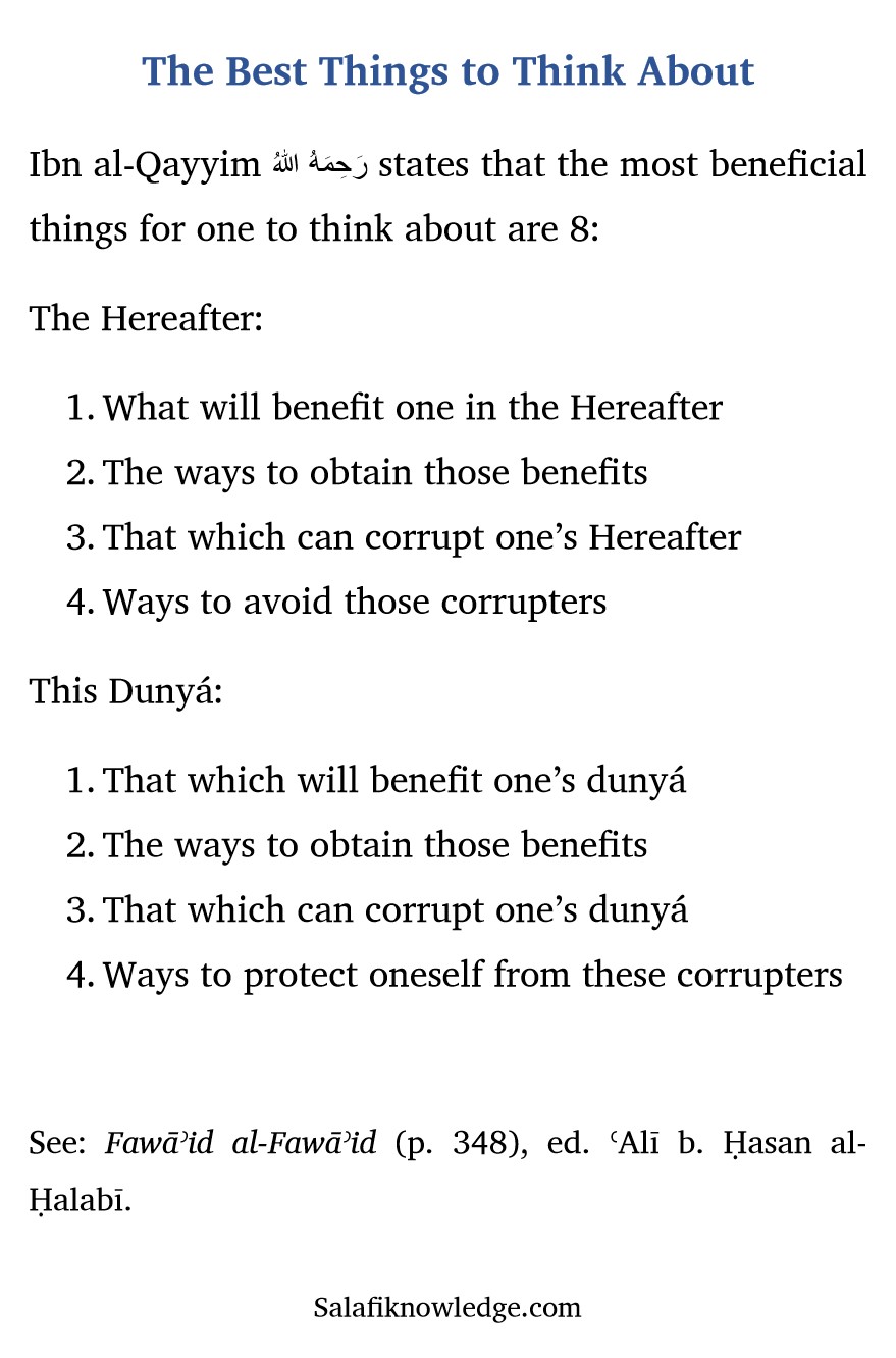 The Best Things to Think About | Salafi Knowledge